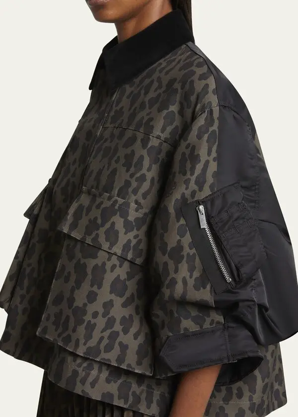 Sacai Leopard Print Jacket - Brown X Black | Editorialist
